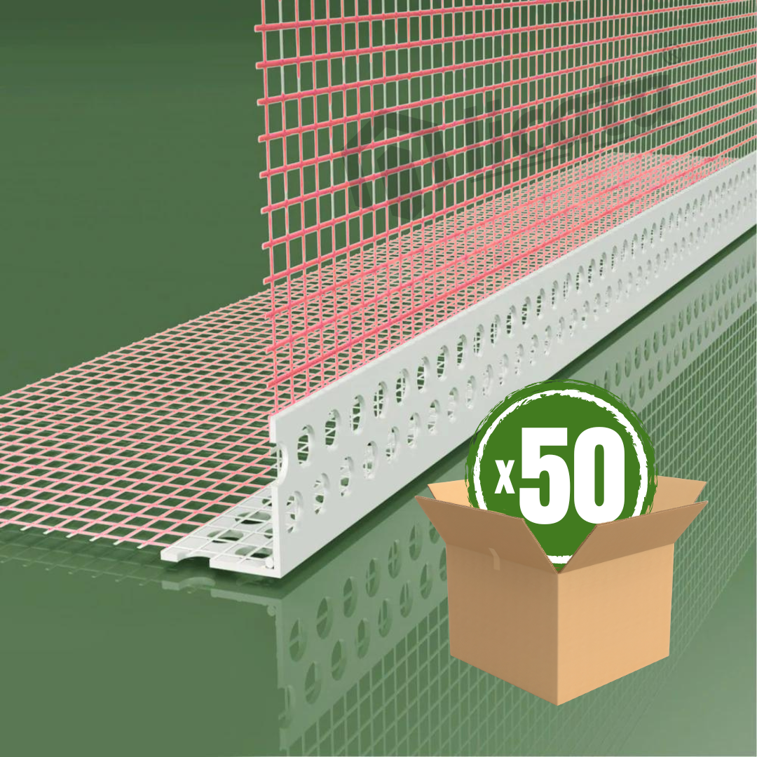PVC Red Render Corner Bead with Mesh (2.5m) | Italian Building Centre